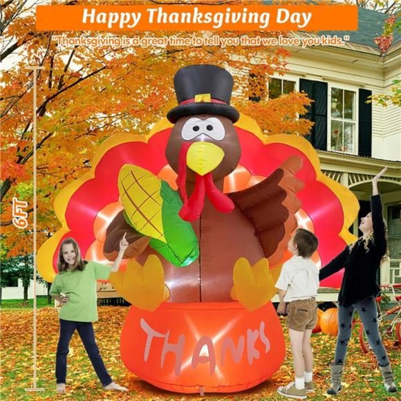 Holiday | 6ft Thanksgiving Inflatables Turkey Outdoor Decor With Light ...
